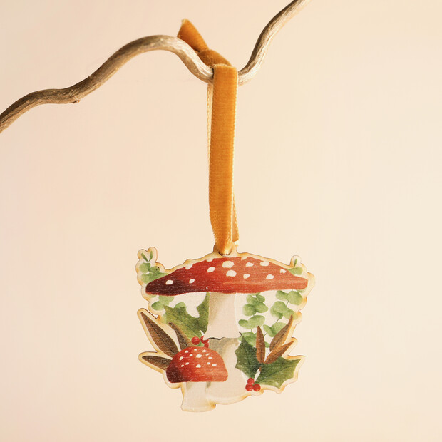 Wooden Toadstool Hanging Decoration | Christmas | Lisa Angel