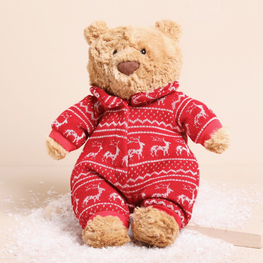 Bartholomew Bear Winter Pyjamas Soft Toy | Jellycat | Lisa Angel