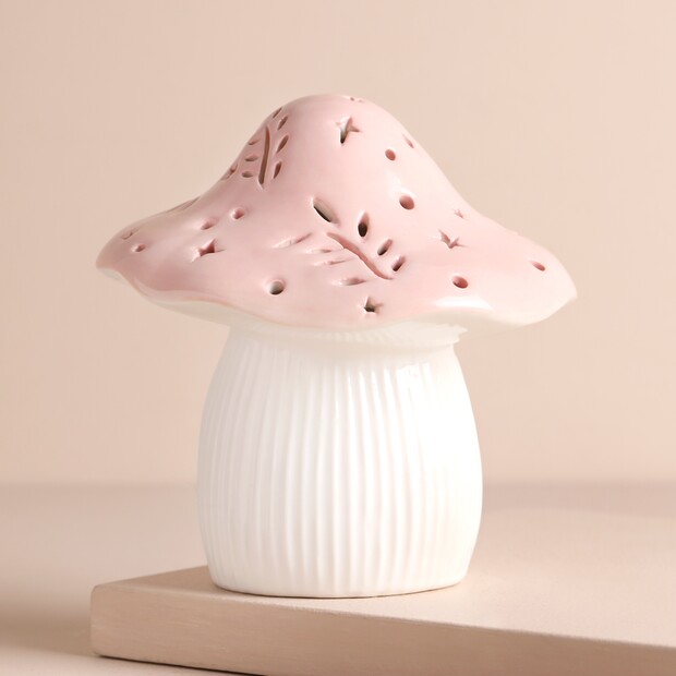 Ceramic LED Pink and White Toadstool Light | Lisa Angel