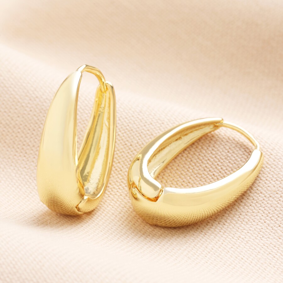 Tapered Oval Hoop Earrings in Gold | Jewellery & Accessories | Lisa Angel