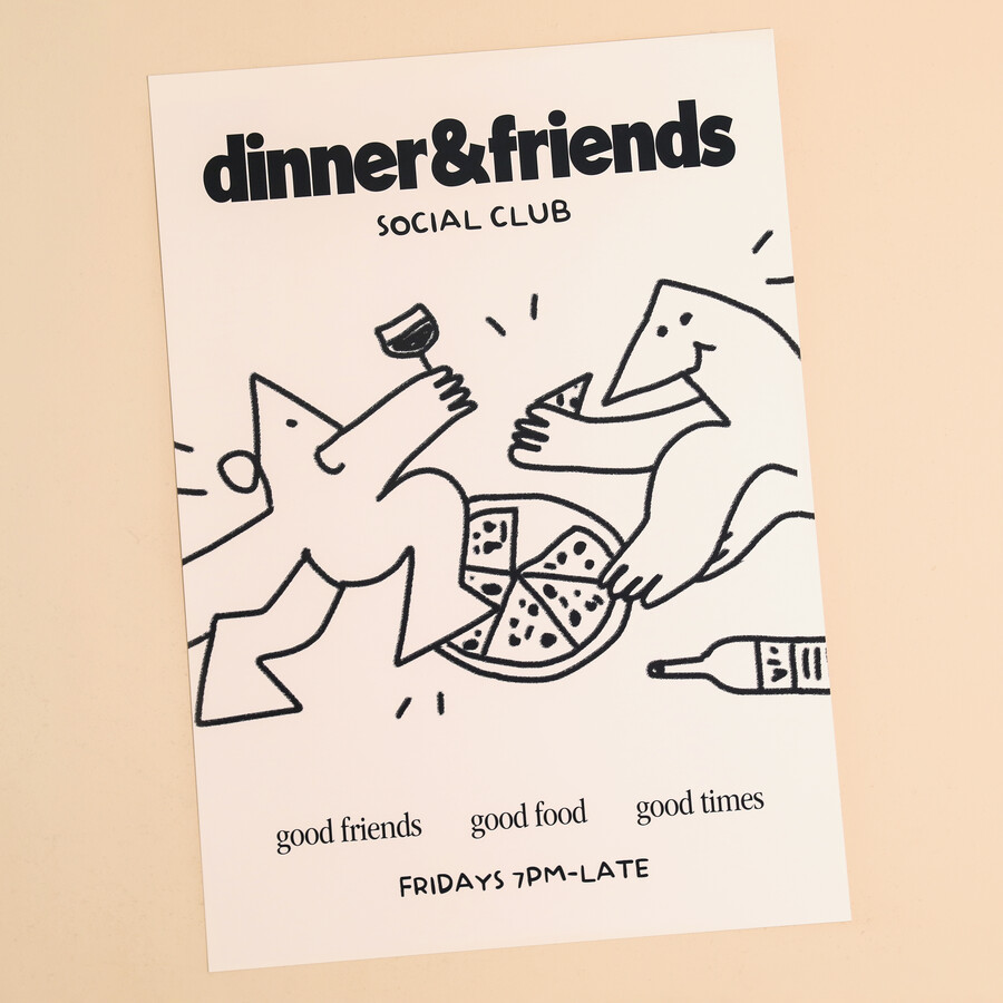 Dinner and Friends Social Club A3 Print | Lune Club | Lisa Angel