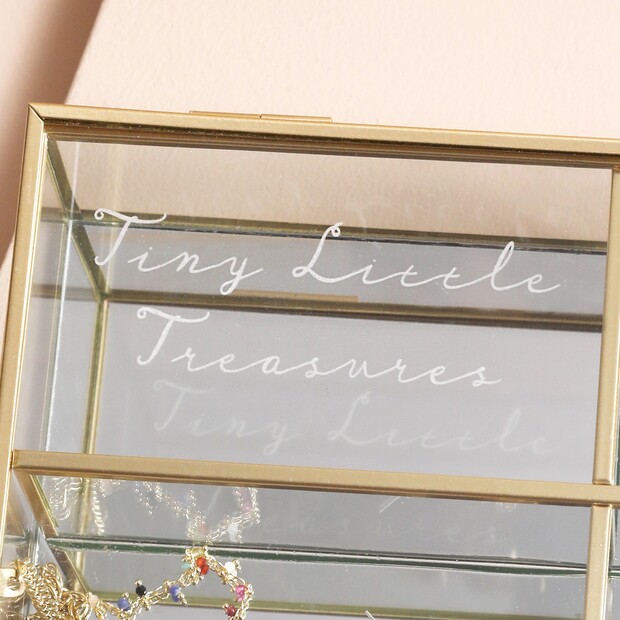 Tiny Little Treasures Large Glass Jewellery Box in Gold | Lisa Angel