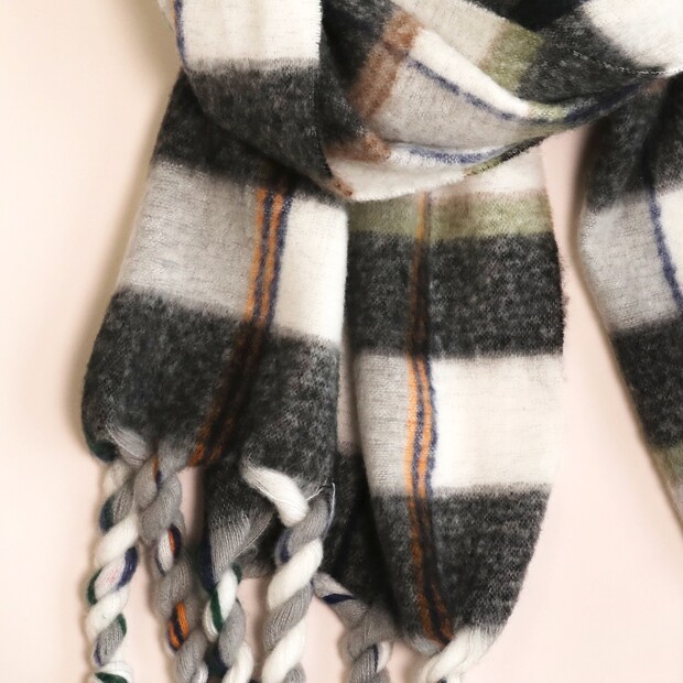 Charcoal Tartan Winter Scarf | Lisa Angel