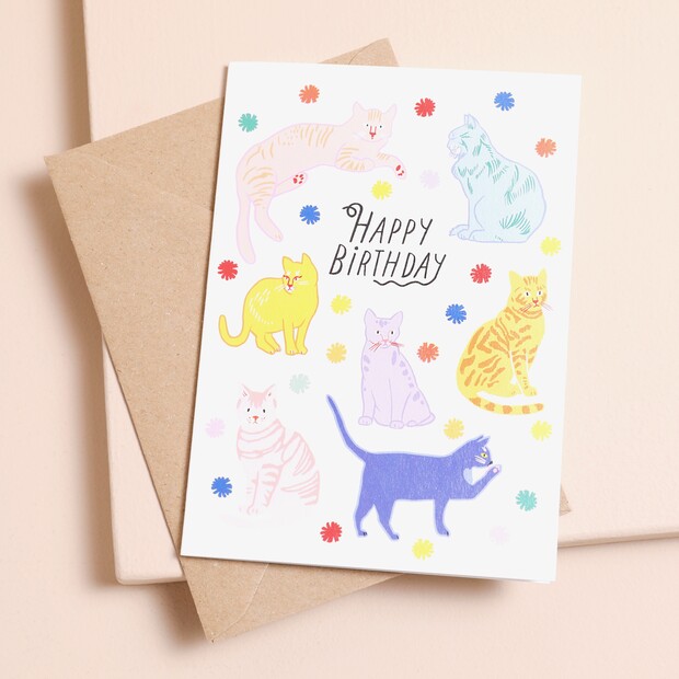 Cats Happy Birthday Card | Ohh Deer | Lisa Angel