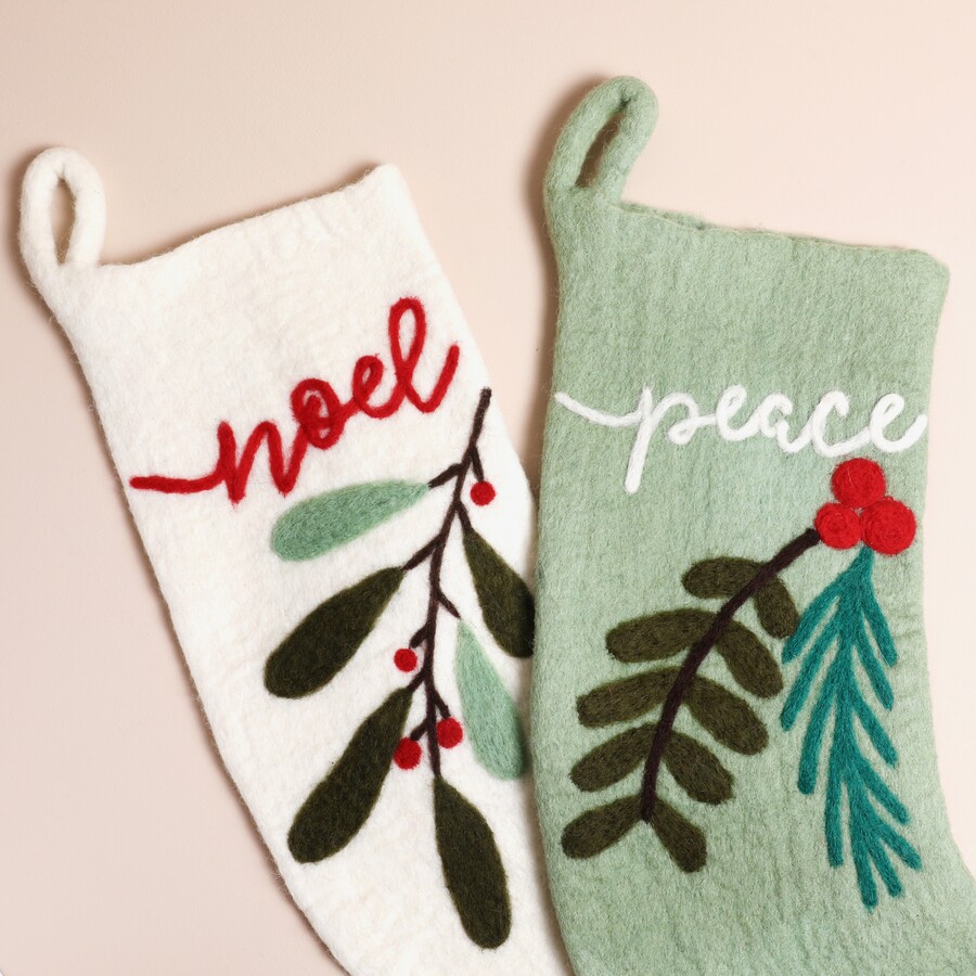 Noel Mistletoe Stocking in Cream | Fiona Walker | Lisa Angel
