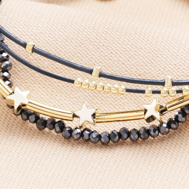 Navy Star Charm Multi Layer Beaded Bracelet | Lisa Angel