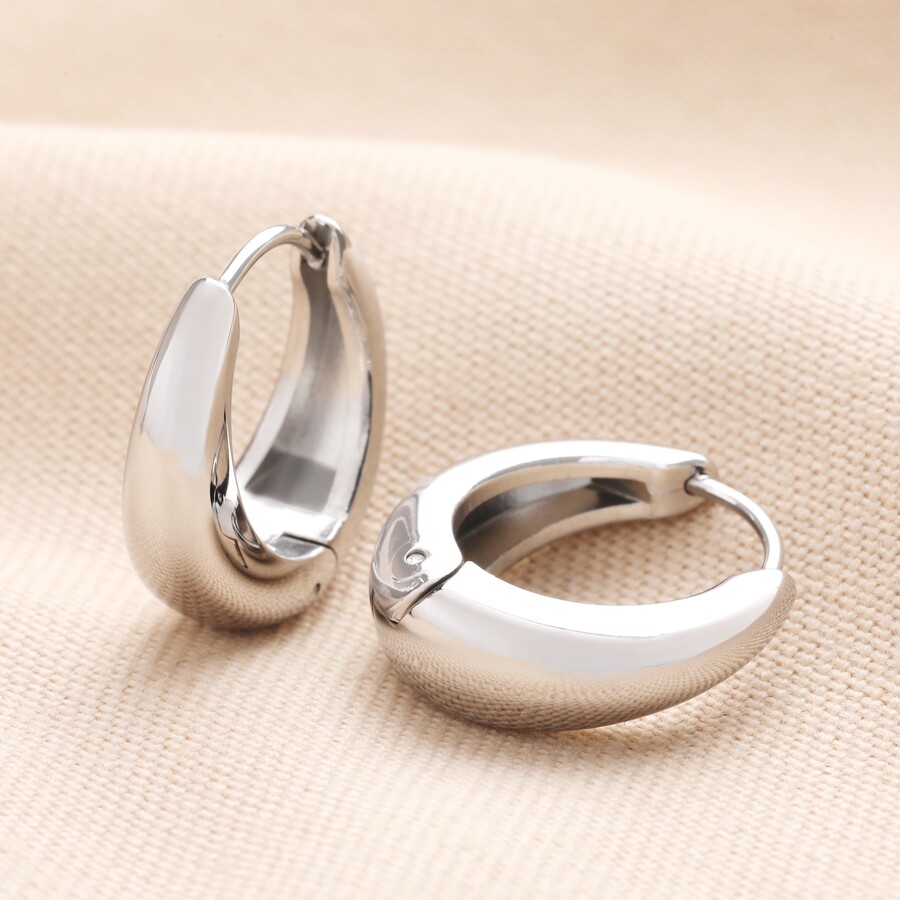 Stainless Steel Tapered Hoop Earrings | Lisa Angel