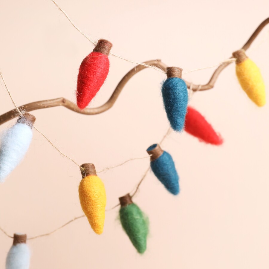 Colourful Retro Light Bulb Wool Garland | Lisa Angel