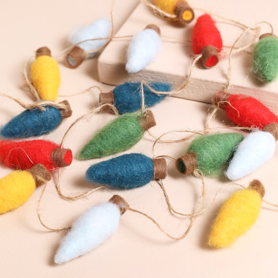 Colourful Retro Light Bulb Wool Garland | Lisa Angel