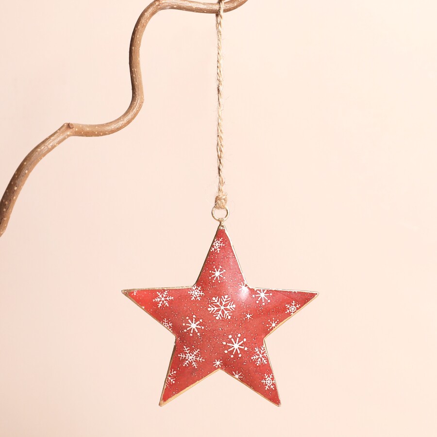 Patterned Red Star Hanging Decoration | Christmas | Lisa Angel