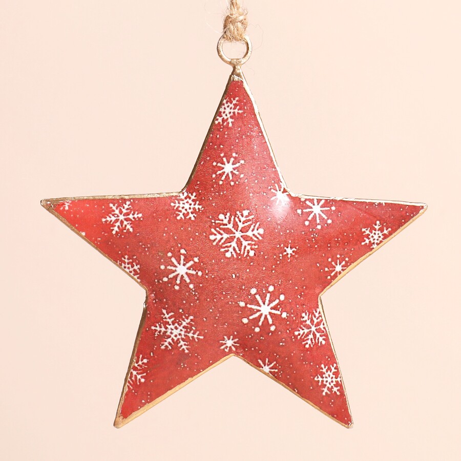 Patterned Red Star Hanging Decoration | Christmas | Lisa Angel
