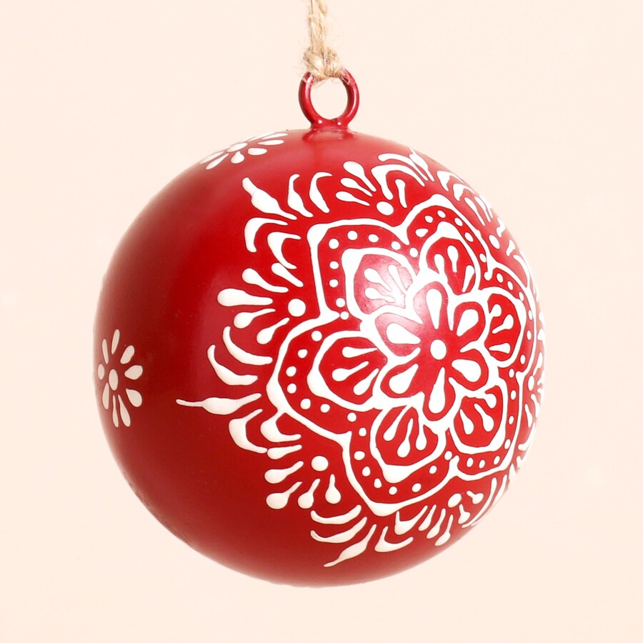Red Geometric Floral Bauble | Tree Decorations | Lisa Angel