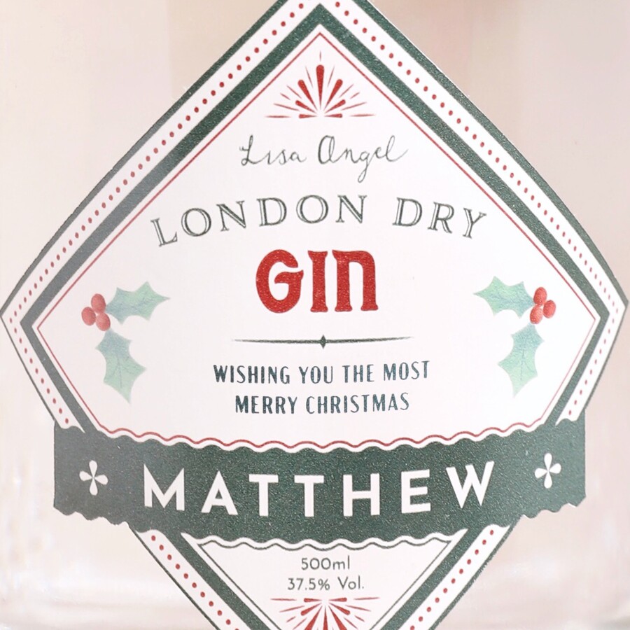 Personalised 500ml Festive Name Gin | Alcohol | Lisa Angel