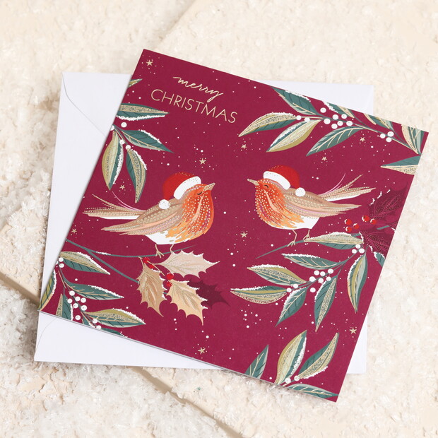 10 Pack of Robin Merry Christmas Cards | The Art File | Lisa Angel