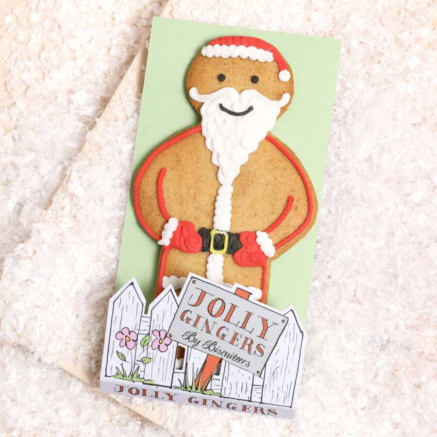 Santa Jolly Ginger Cello Biscuit | Biscuiteers | Lisa Angel