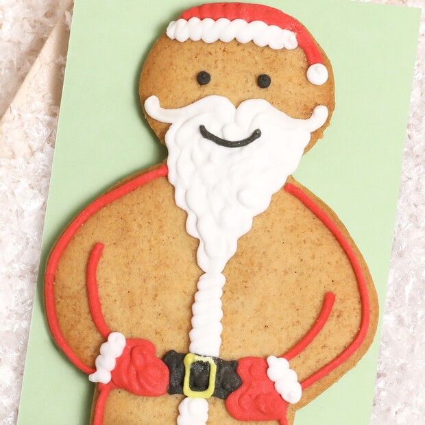 Santa Jolly Ginger Cello Biscuit | Biscuiteers | Lisa Angel