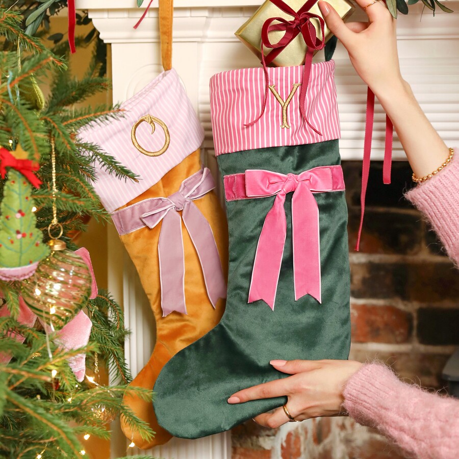 Personalised Initial Velvet Bow Stocking | Homeware | Lisa Angel