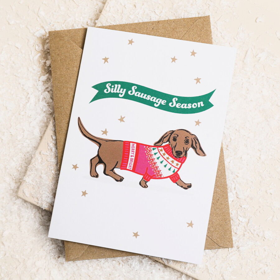 Silly Sausage Season Dog Christmas Card | Lisa Angel