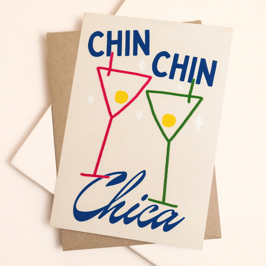 Chin Chin Greetings Card | East End Prints | Lisa Angel