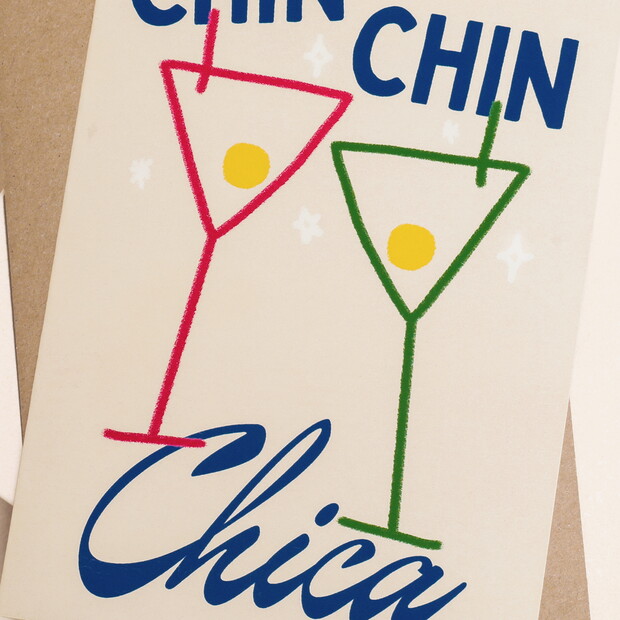 Chin Chin Greetings Card | East End Prints | Lisa Angel