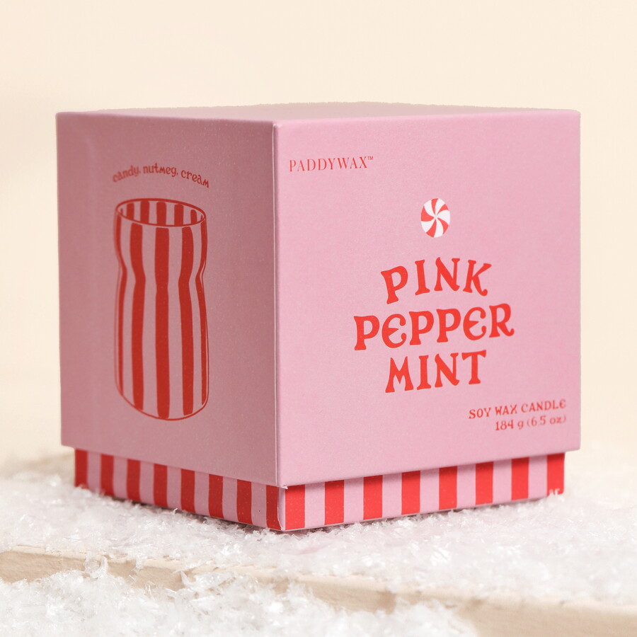 Peppermint Cabana Pink Striped Ceramic Candle | Paddywax | Lisa Angel