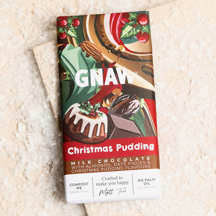 Christmas Pudding Milk Chocolate Bar | Gnaw | Lisa Angel