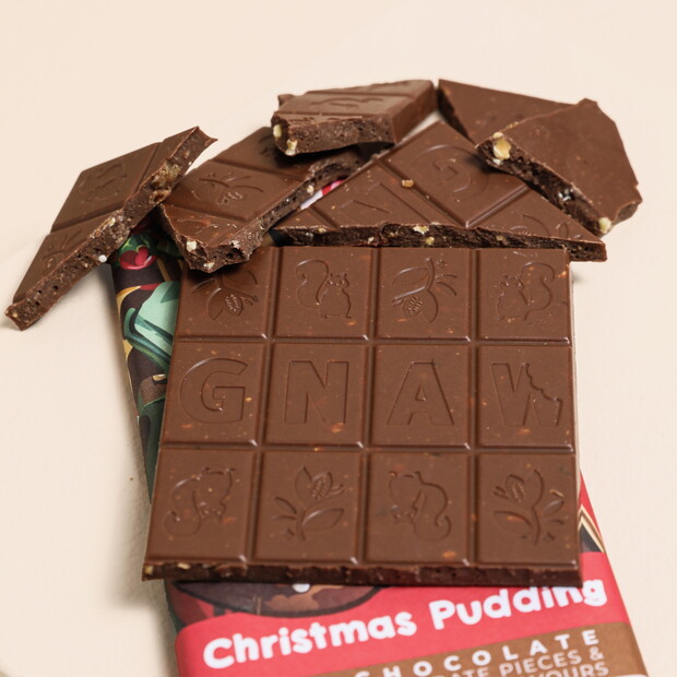 Christmas Pudding Milk Chocolate Bar | Gnaw | Lisa Angel