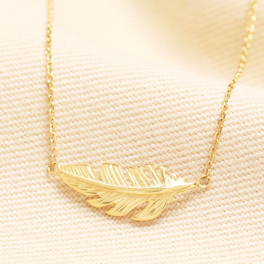 Stainless Steel Necklace Feather Necklace in Gold | Jewellery | Lisa Angel