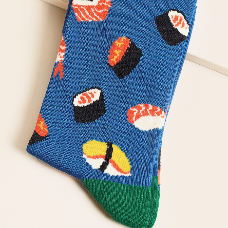 Bright Blue Sushi Bamboo Socks | Mr Sparrow | Lisa Angel