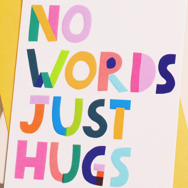 'No Words Just Hugs' Greetings Card | Raspberry Blossom | Lisa Angel
