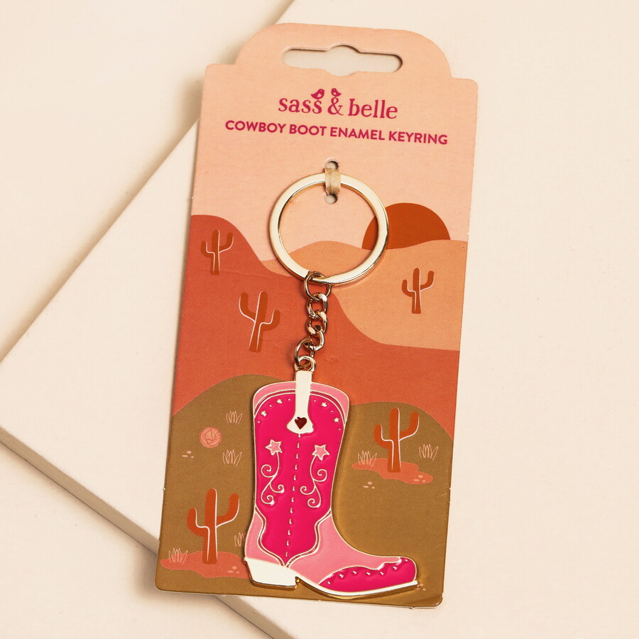 Cowboy Boot Enamel Keyring | Sass & Belle | Lisa Angel