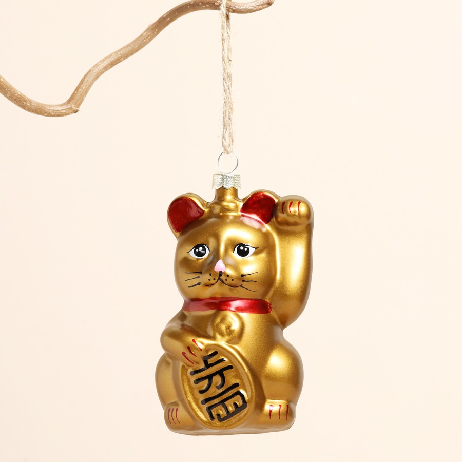 Gold Lucky Cat Bauble | Sass & Belle | Lisa Angel
