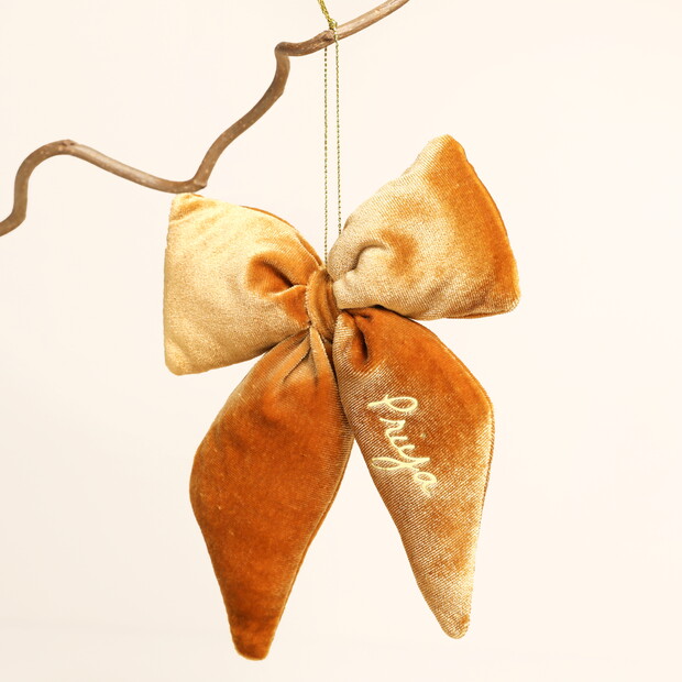 Personalised Vintage Velvet Bow Hanging Decoration | Lisa Angel