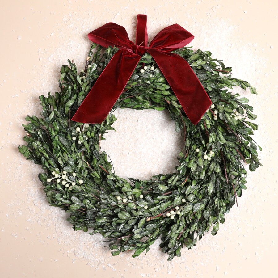 Large Mistletoe Wreath with Red Bow | Lisa Angel