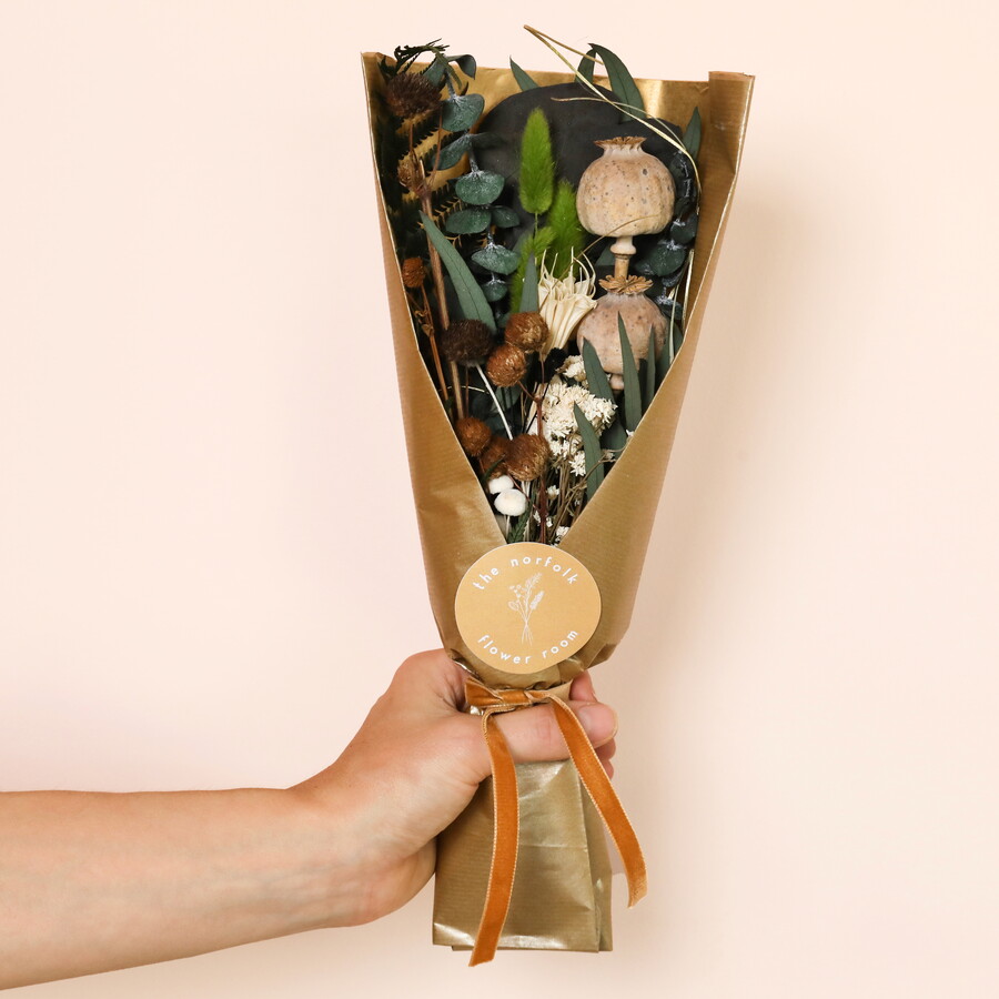 Evergreen Preserved Foliage and Dried Flower Posy | The Norfolk Flower ...