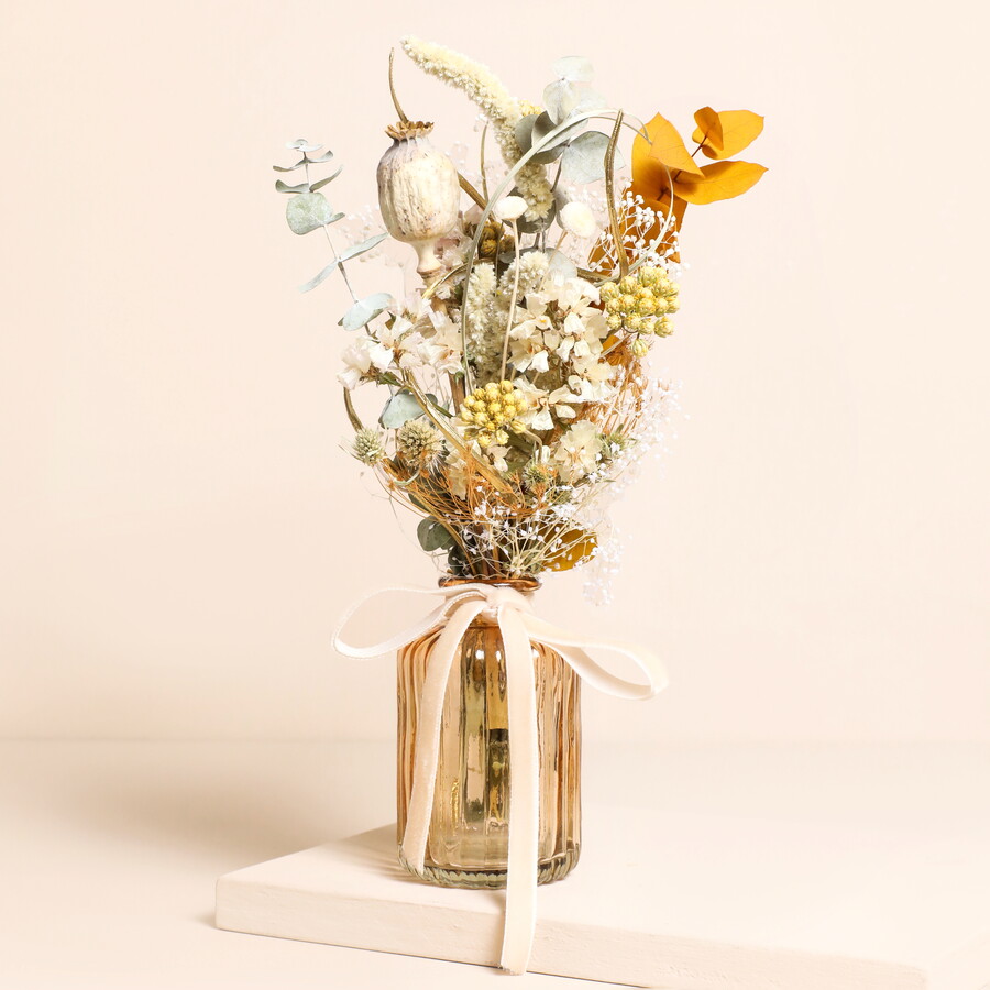 Gingerbread Cottage Dried Flower Posy with Vase | Lisa Angel