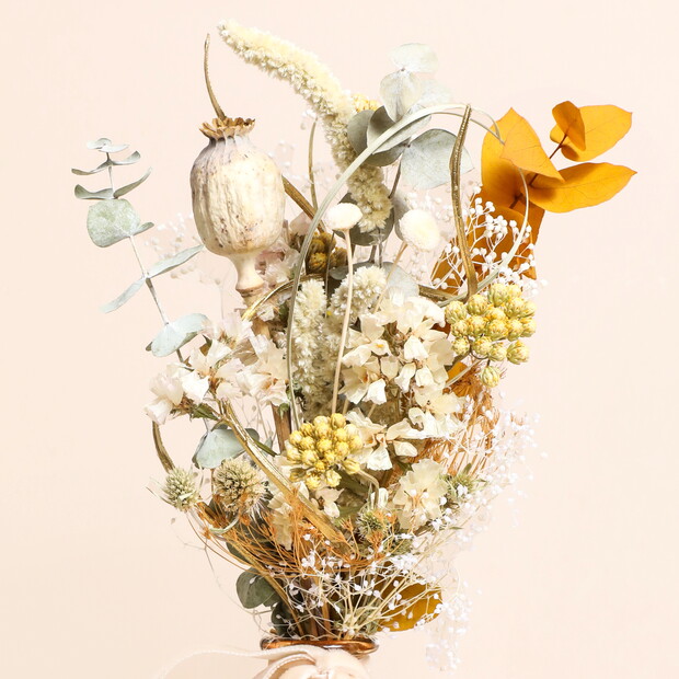 Gingerbread Cottage Dried Flower Posy with Vase | Lisa Angel