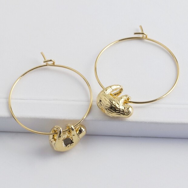 Sloth Hoop Earrings in Gold | Fun Jewellery | Lisa Angel