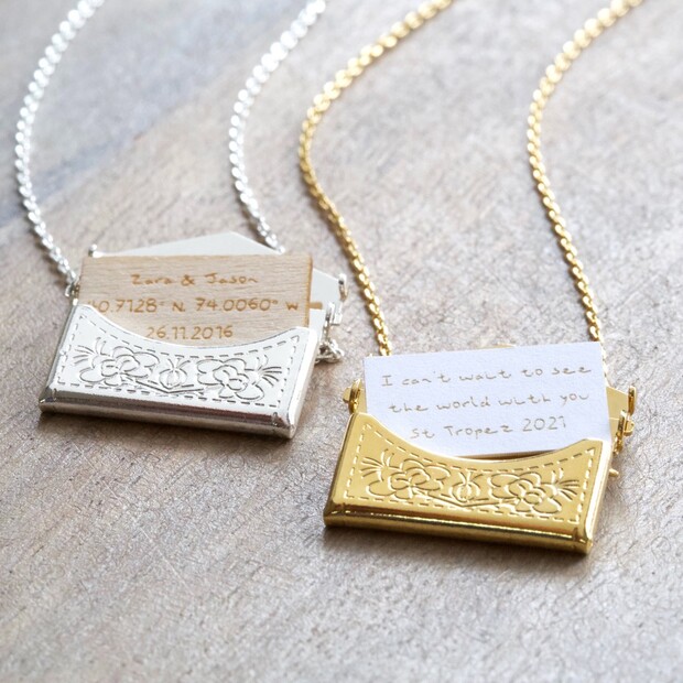 Personalised Envelope Necklace with Hidden Charm | Lisa Angel