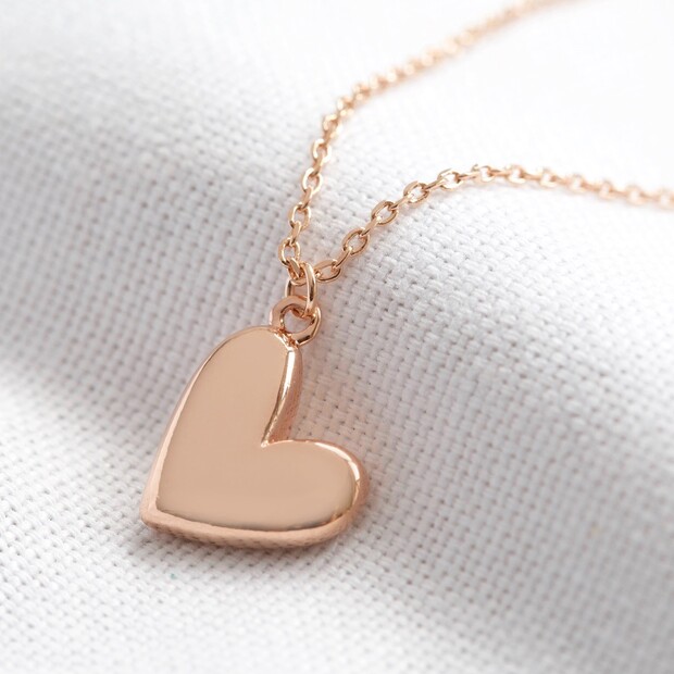 3D Heart Pendant Necklace in Rose Gold| Lisa Angel Jewellery
