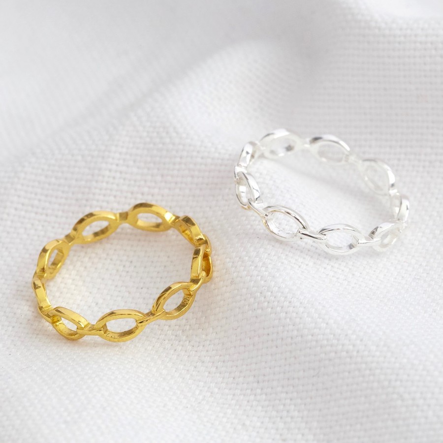 Gold Sterling Silver Chain Ring | Ladies' Jewellery | Lisa Angel