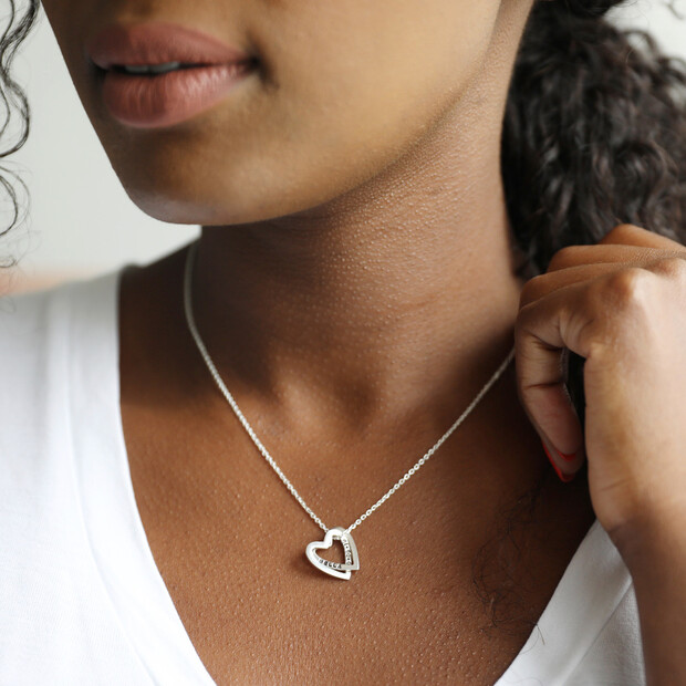 Personalised Sterling Silver Interlocking Hearts Necklace| Lisa Angel