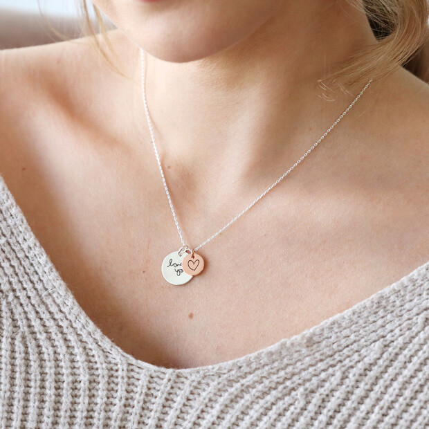 Personalised Drawing Double Disc Charm Necklace | Lisa Angel