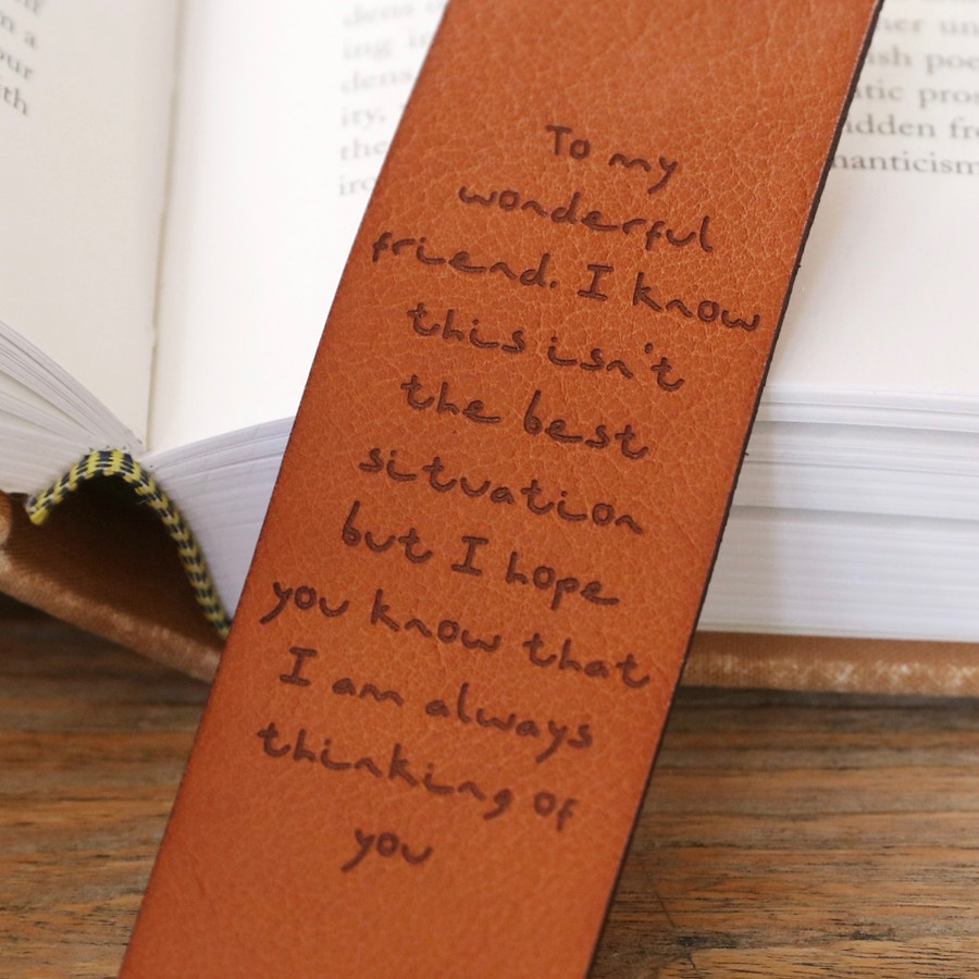 Personalised Meaningful Message Leather Bookmark | Lisa Angel