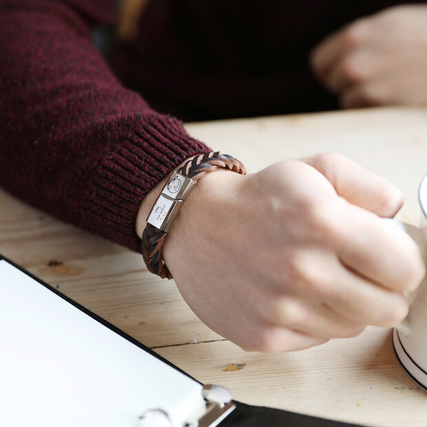 Personalised Men's Woven Leather Bracelet | Lisa Angel