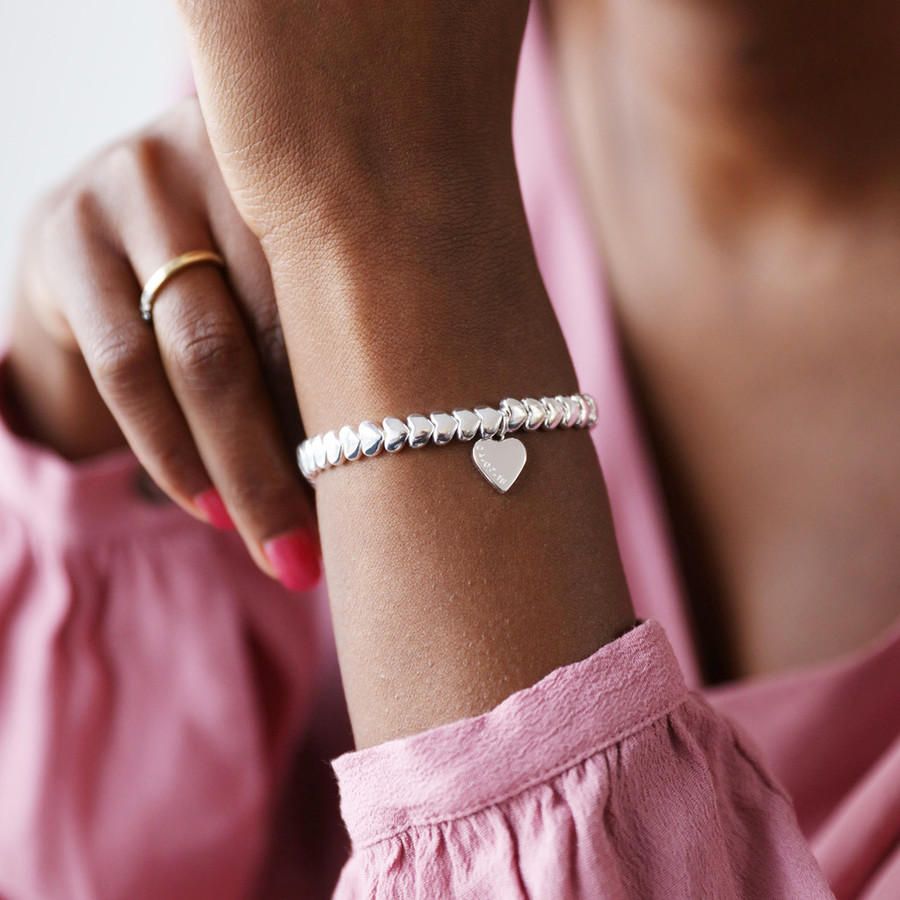 Personalised Mixed Metal Beaded Hearts Bracelet | Lisa Angel