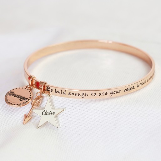 Personalised 'Be Brave' Meaningful Word Bangle | Lisa Angel