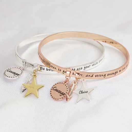 Personalised 'Be Brave' Meaningful Word Bangle | Lisa Angel