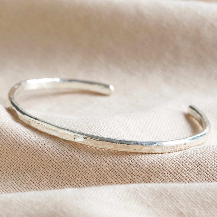Sterling Silver Hammered Organic Shape Torque Bangle | Lisa Angel