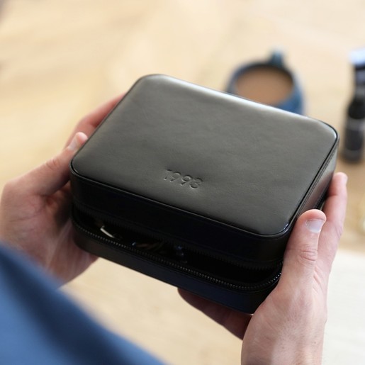 Men's Personalised Initials Black Accessories Travel Box